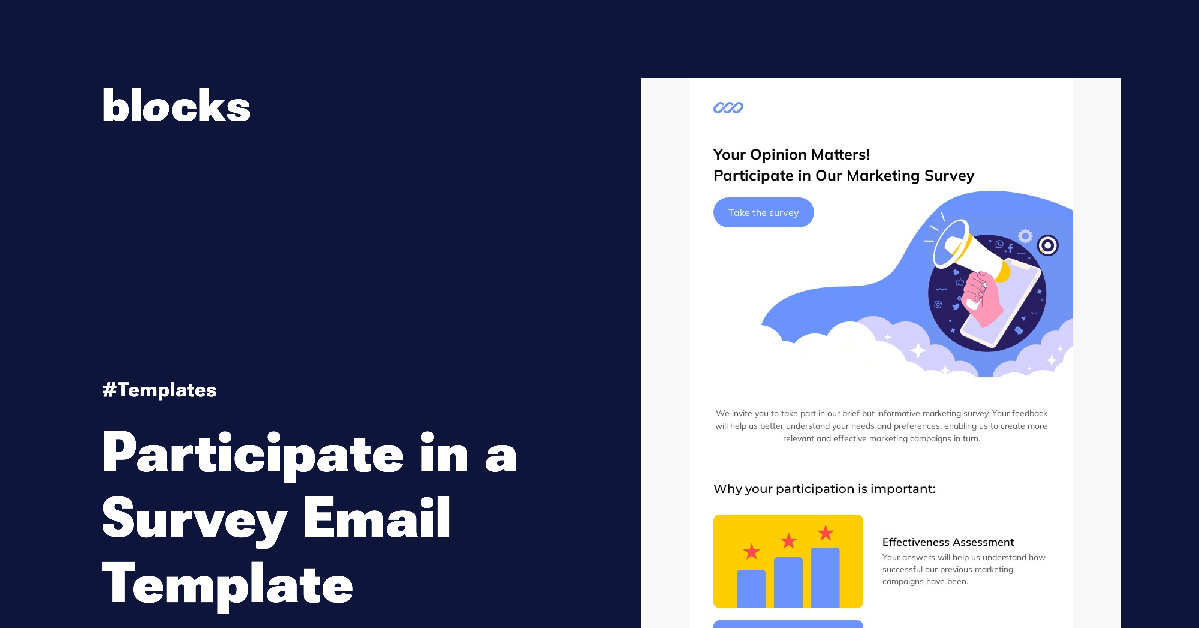 Share Your Thoughts: Participate in a Survey Email Template - Blocks