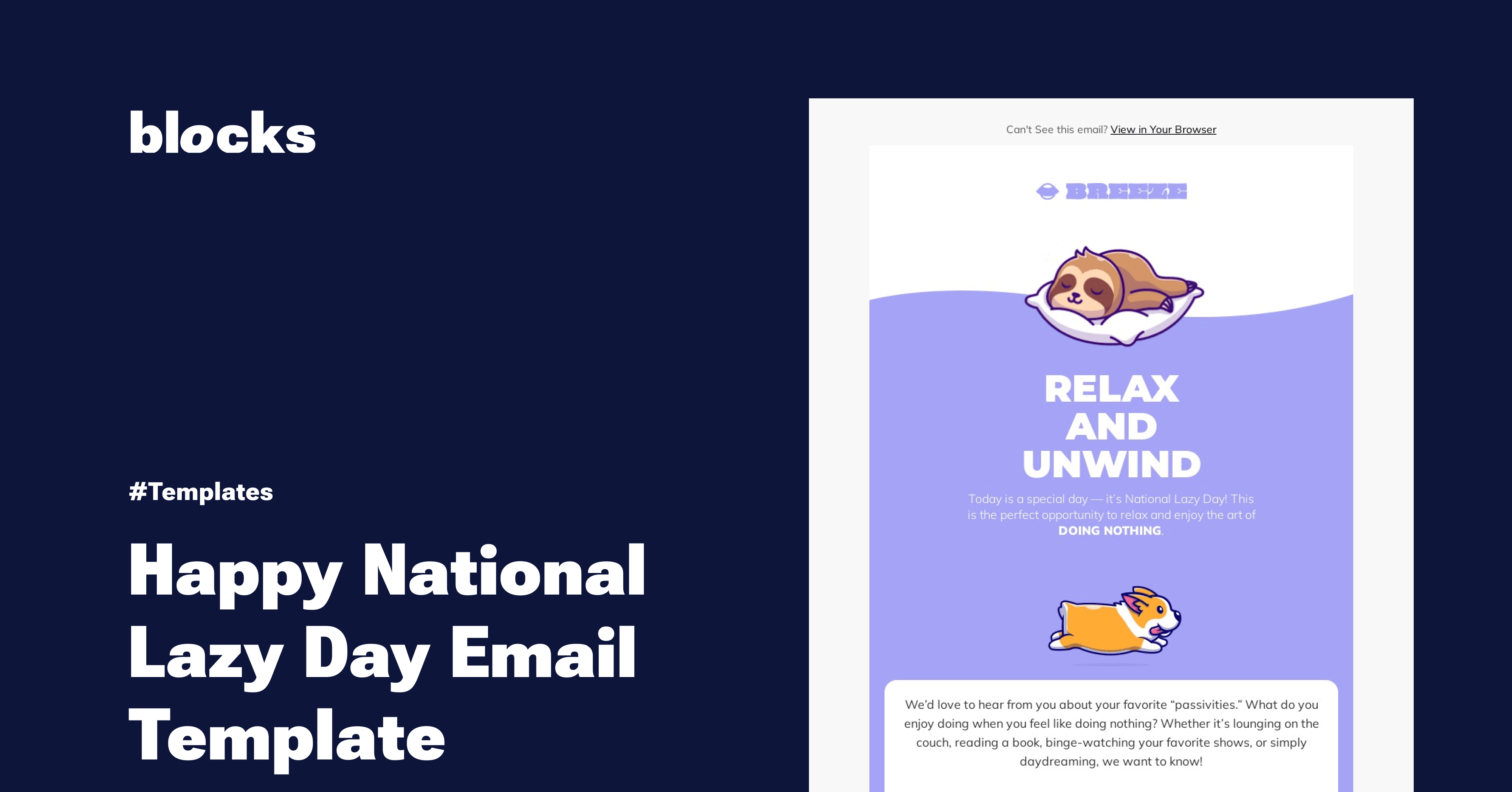 Relaxing Happy National Lazy Day Email Template by Blocks - Blocks