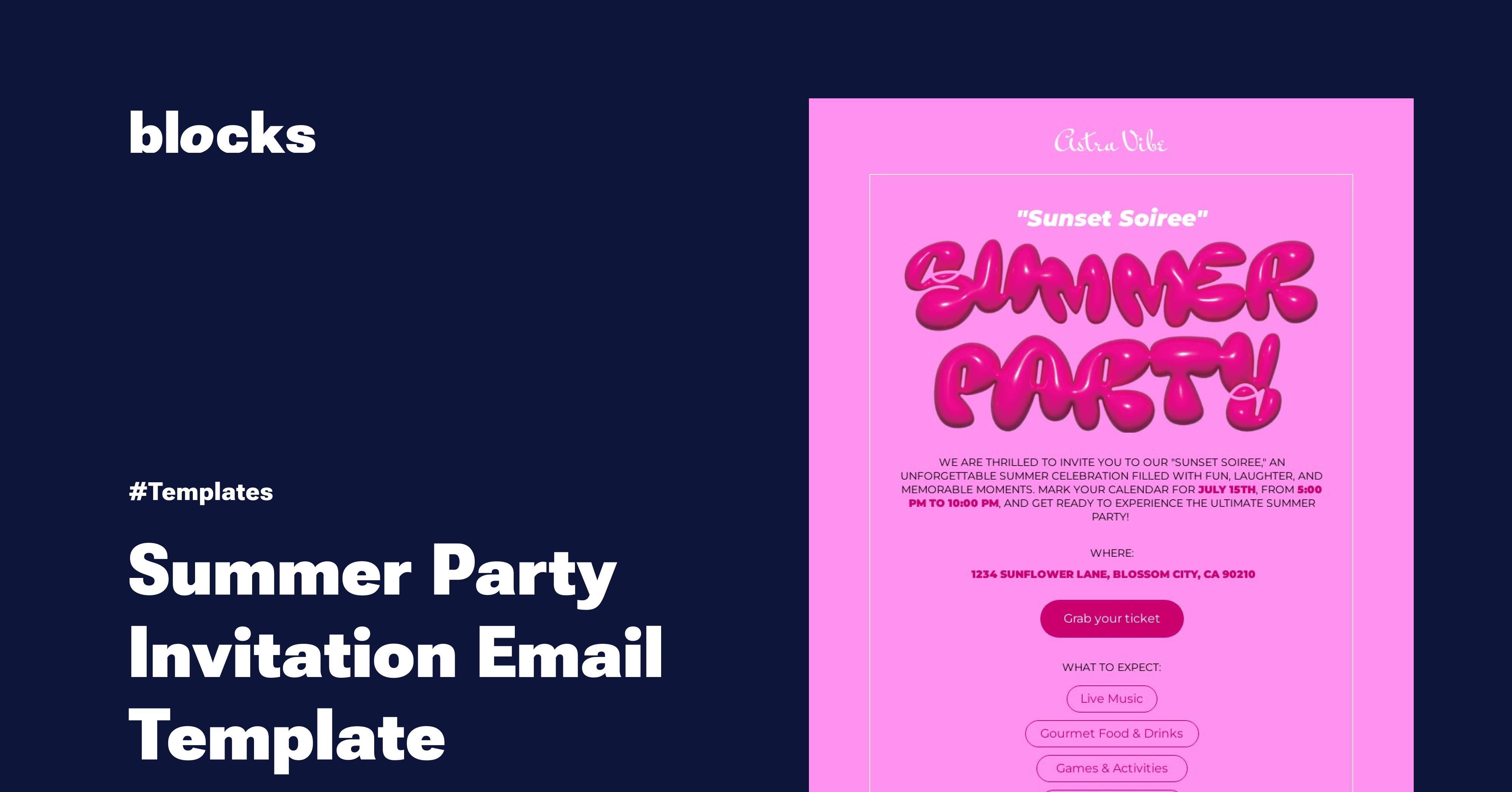 Vibrant & Festive Summer Party Invitation Email Template - Blocks