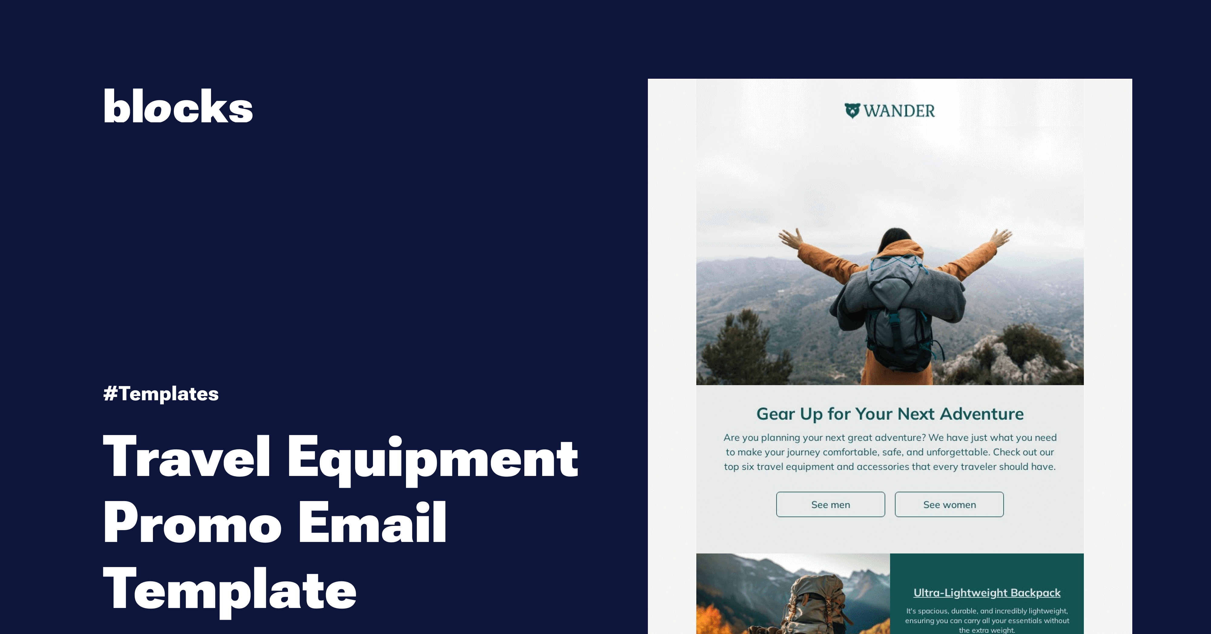 Explore Top Travel Gear with Our Stylish Email Template - Blocks