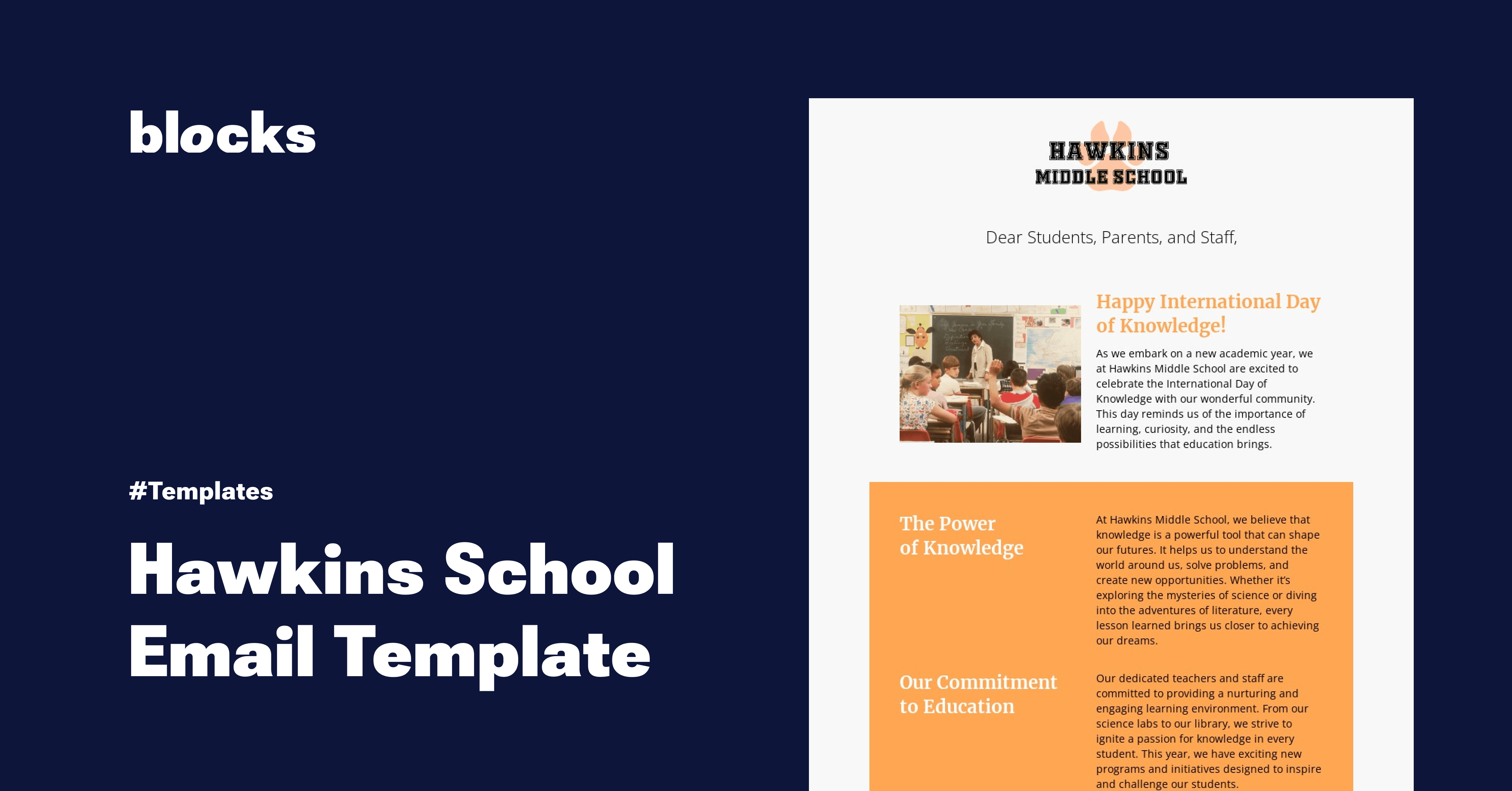 Hawkins School Knowledge Day Email Template - Blocks