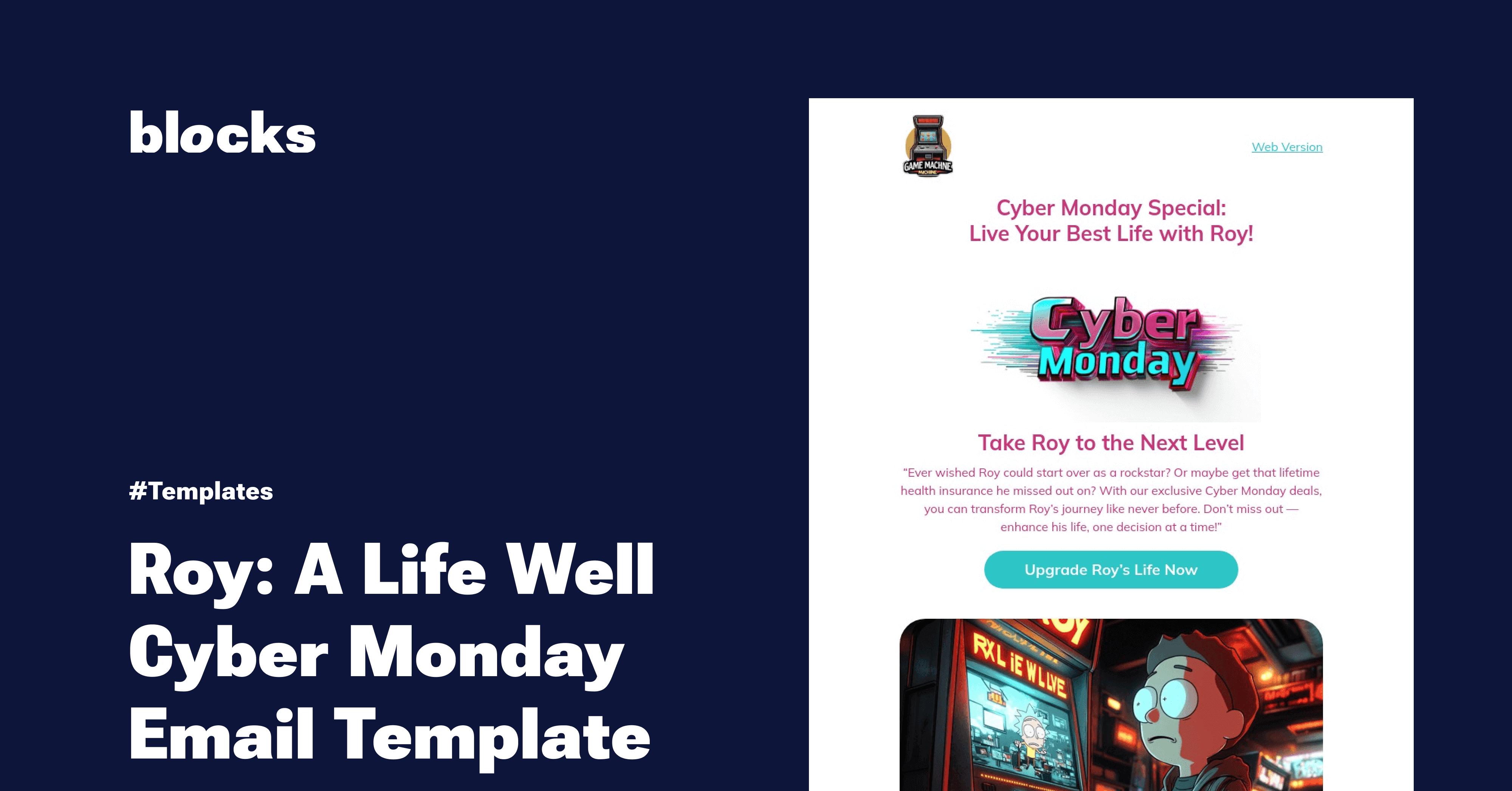 Roy: A Life Well Cyber Monday Email Template - Blocks