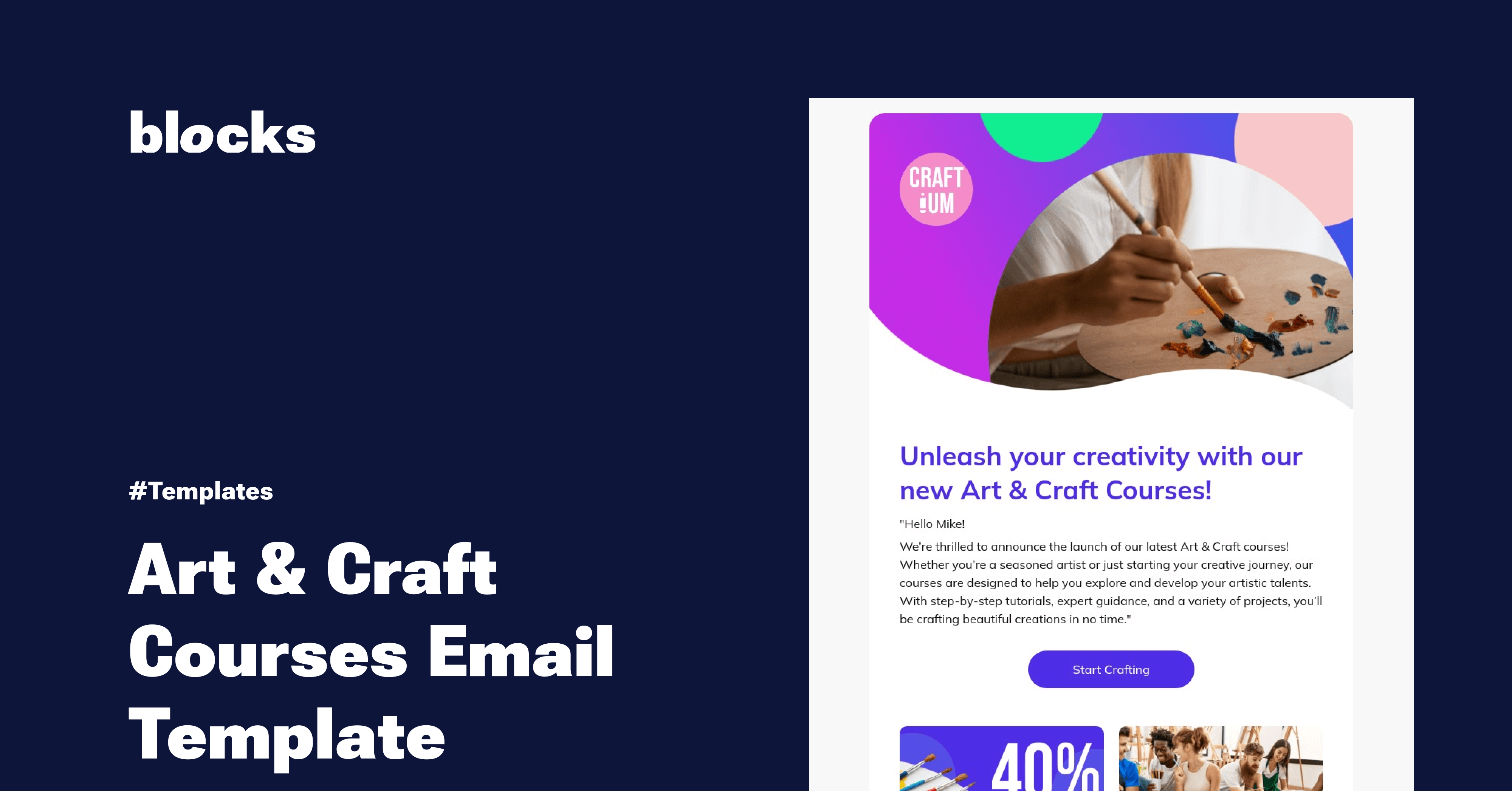 Art & Craft Email Template - Spark Creativity & Enroll - Blocks
