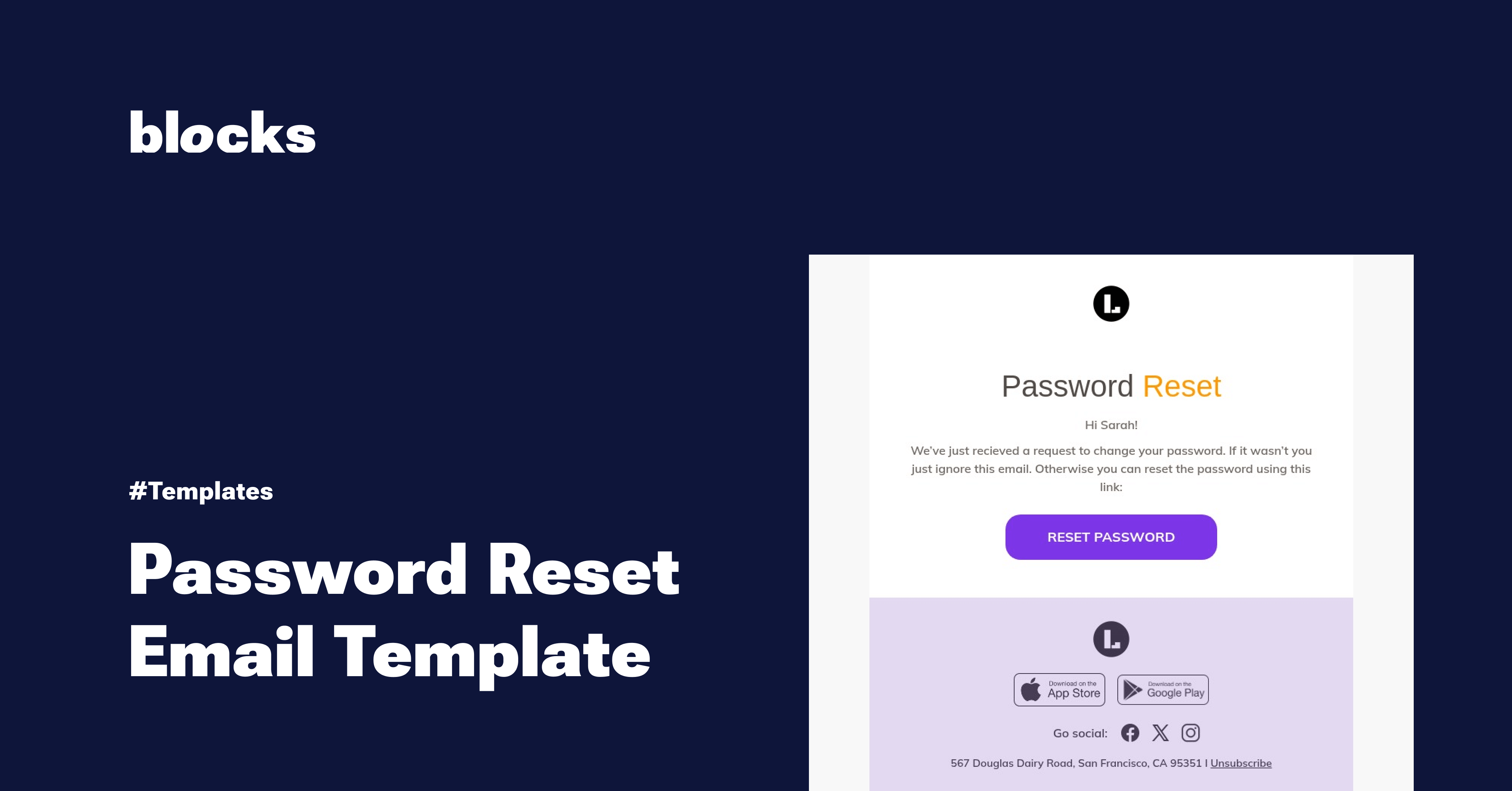 Customizable Password Reset Email Template | Blocks - Blocks